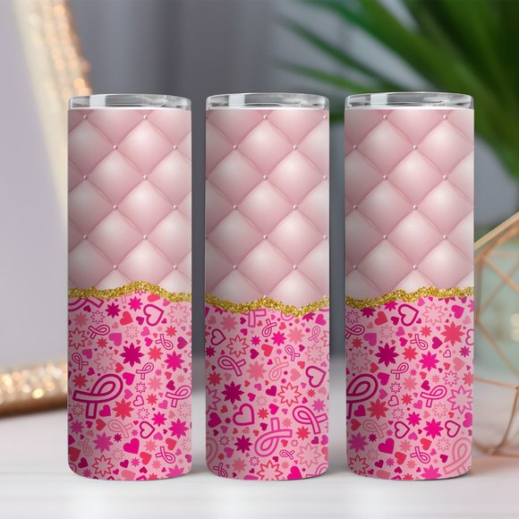 Handmade | Dining | Breast Cancer Pink Ribbon Fancy 2 Oz Tumbler | Poshmark